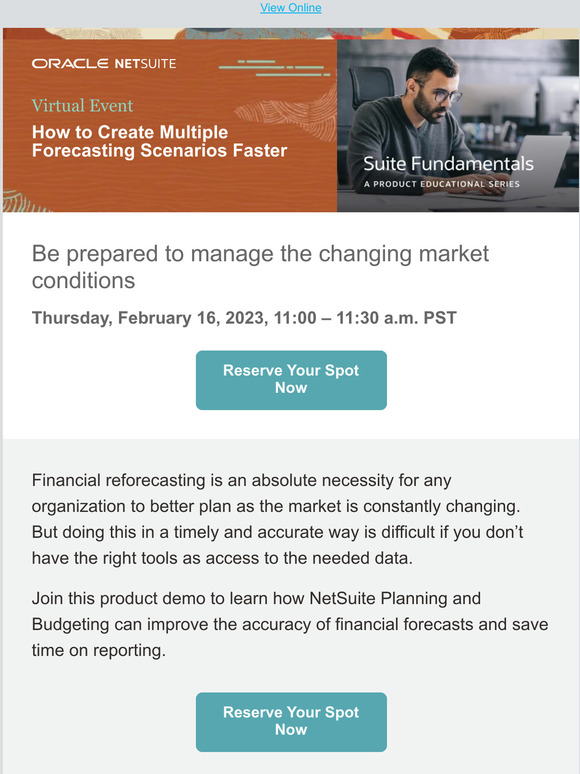 NetSuite: Virtual Event: Faster Forecasting Scenarios | Milled