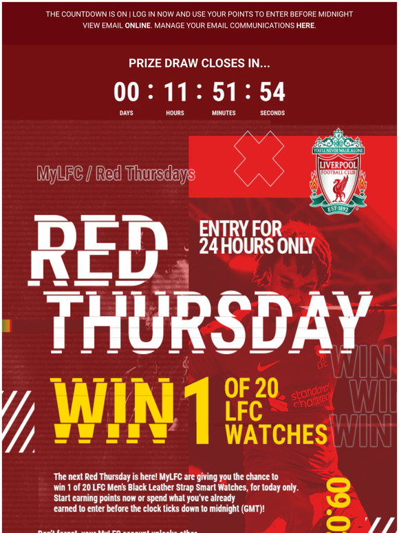 Liverpool FC: Red Thursday is here! Win 1 of 20 LFC Smart Watches | Milled