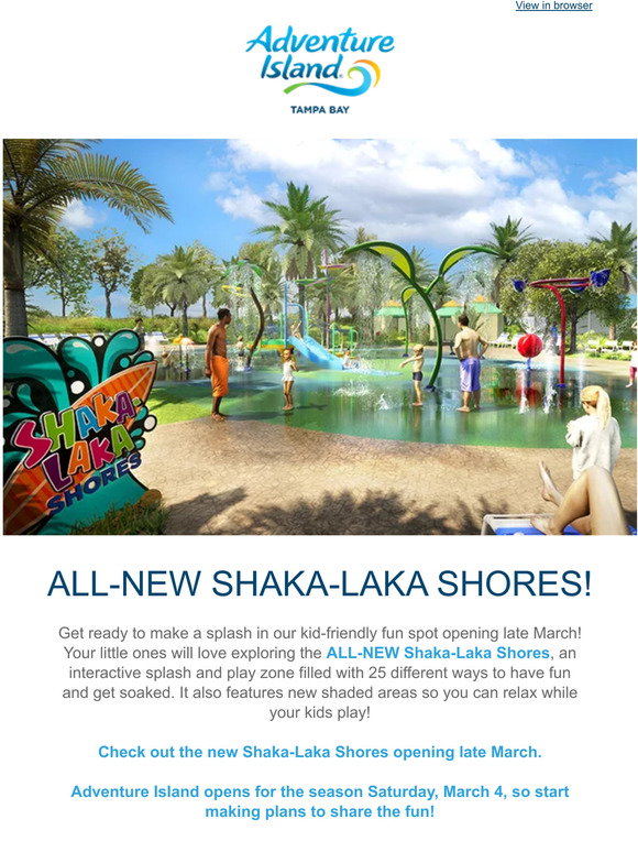 SeaWorld Parks: Opening Late March: NEW Shaka-Laka Shores! | Milled