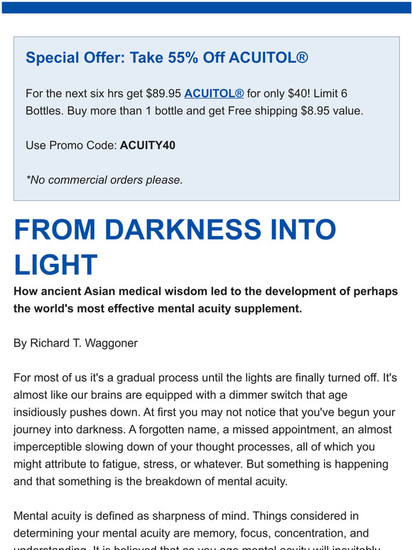 IMMUNOCORP: Take 55% Off ACUITOL®—for the next 6 Hrs. | Milled