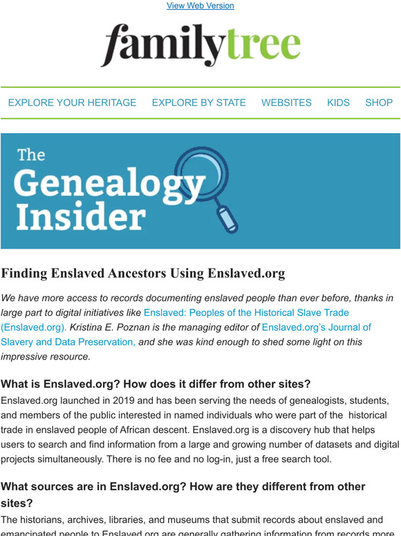 Family Tree Magazine: The Genealogy Insider: Finding Enslaved Ancestors ...