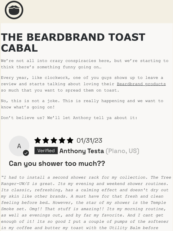 Beardbrand: Apparently, we need to talk about toast... | Milled