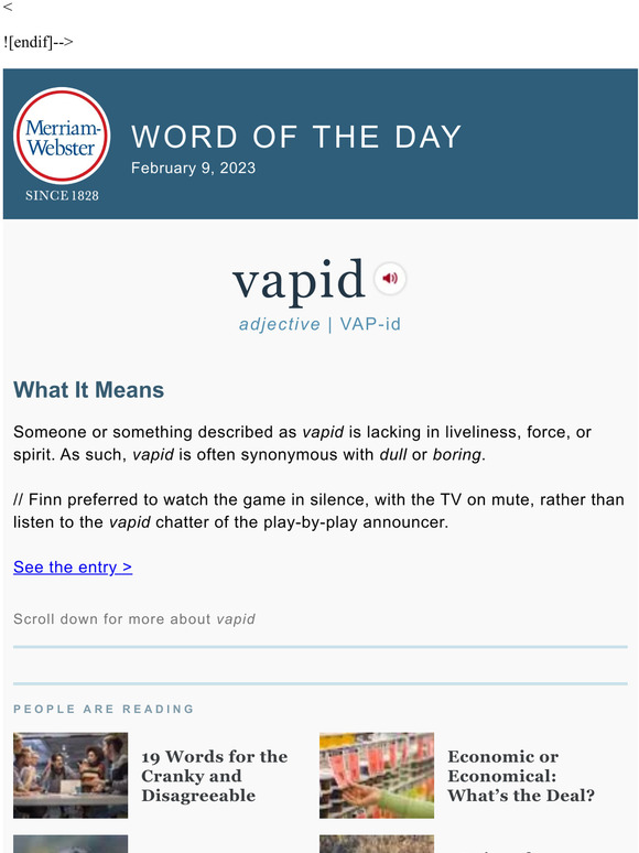 Merriam-Webster: Vapid - plus, 19 Words for the Cranky and Disagreeable ...