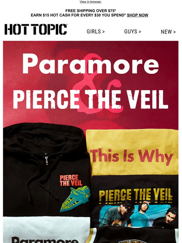 Hot Topic: BRB, screaming. Grab new Paramore & Pierce The Veil merch ...