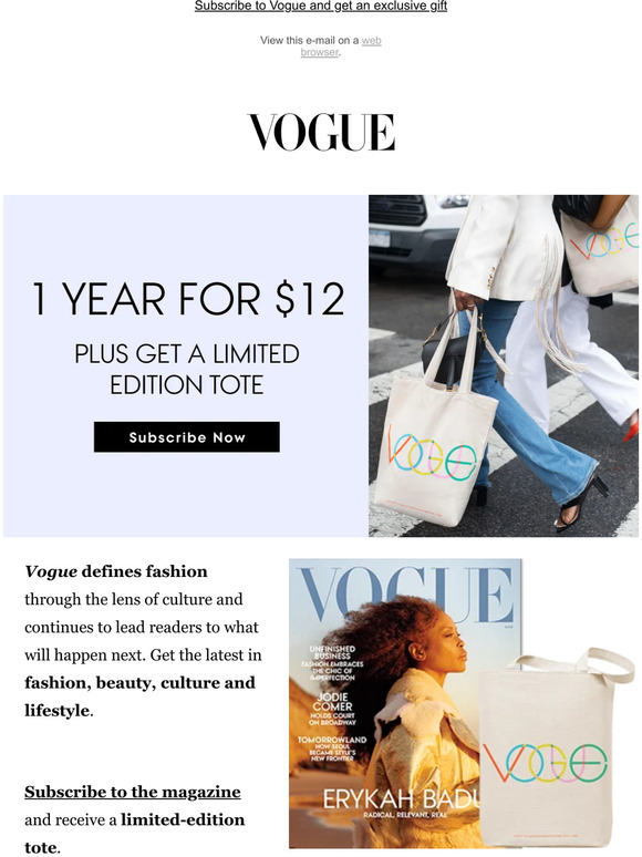 Vogue: Subscribe to Vogue and get a limited edition tote | Milled
