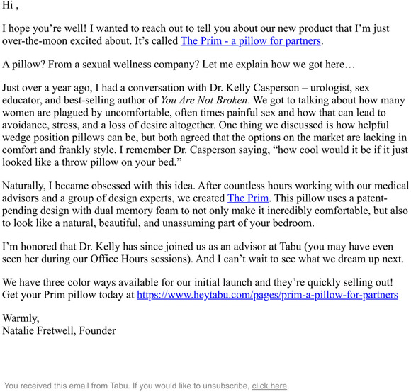 Tabu: A note on The Prim - Tabu’s new pillow for partners | Milled