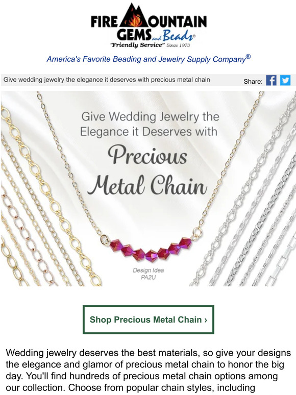 Fire Mountain Gems: Precious Metal CHAIN to Dress Up Wedding Jewelry ...