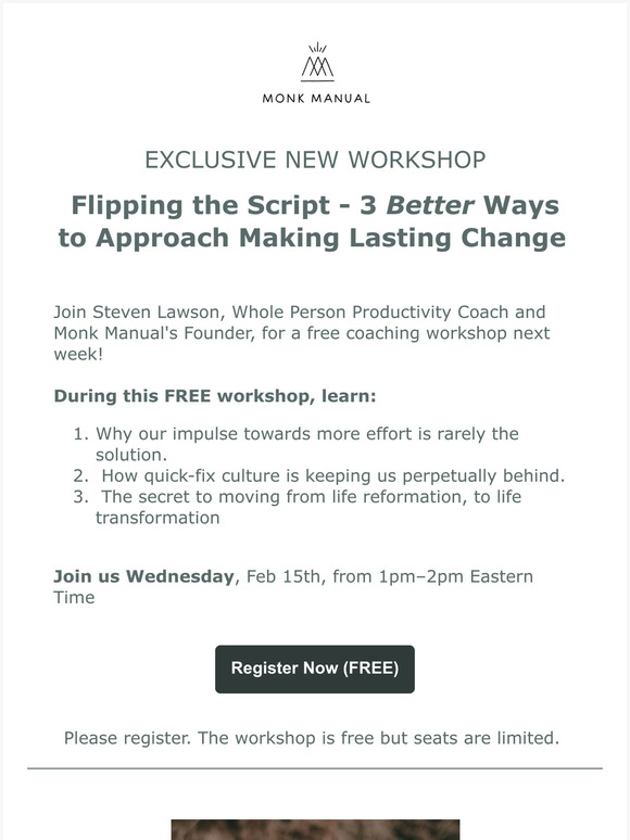 Monk Manual: Flip the Script on Making Change — Free Workshop ...
