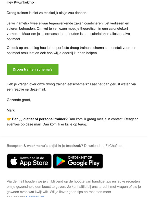 Fitchef: Start met onze droog trainen schema's! | Milled