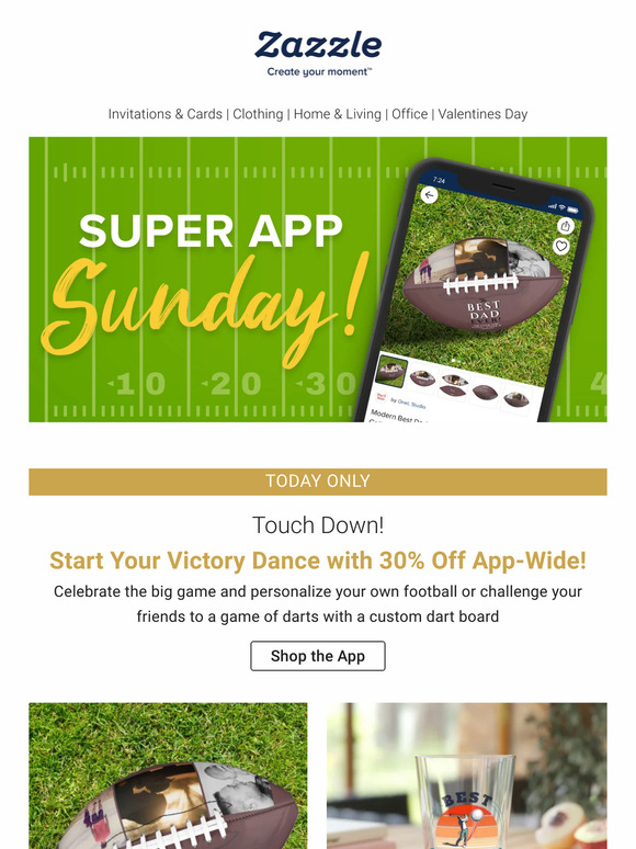 Zazzle: 🙌 Super App Sunday: 30% Off TODAY ONLY! | Milled