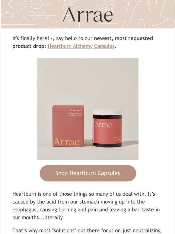 Arrae: 🥳 Introducing... Arrae's new Heartburn capsules | Milled