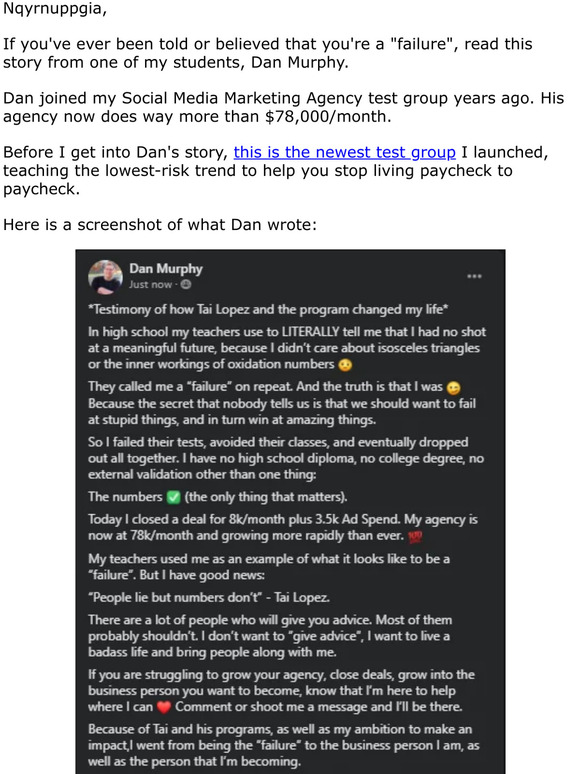 Tai Lopez: Ever been called a failure? Read this email... | Milled