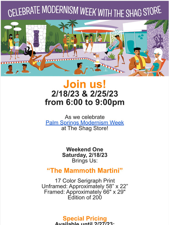 The Shag Store: Modernism Week at The Shag Store Palm Springs! | Milled