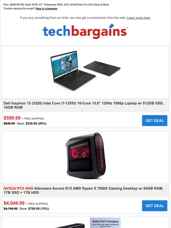 Techbargains: $700 off Alienware RTX 4090 Desktops | Just $11 for 10x ...