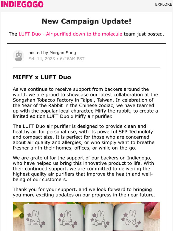 Indiegogo: 📢 Update #32 from LUFT Duo - Air purified down to the ...