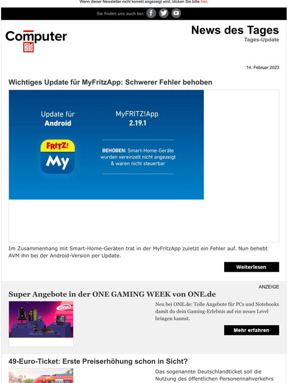 COMPUTER BILD: Schwerer Fehler behoben: Wichtiges Update für MyFritzApp ...