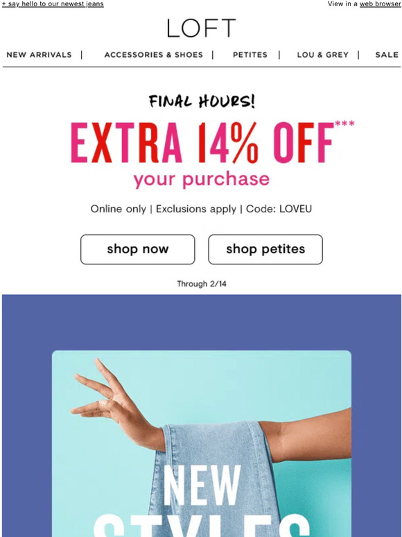 Loft: Extra 14% off ENDS TONIGHT (that’s on TOP of up to 40% off)! | Milled