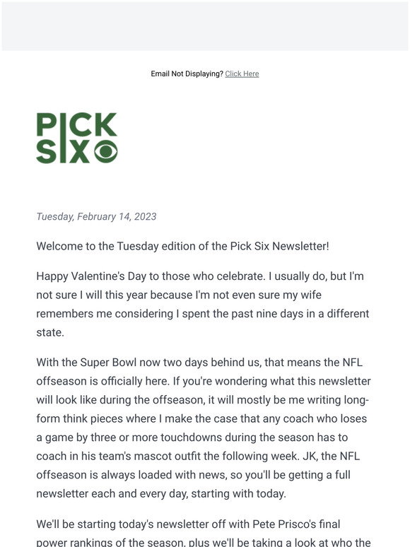 CBS Sports: Prisco's final power rankings, plus Super Bowl mystery gets ...