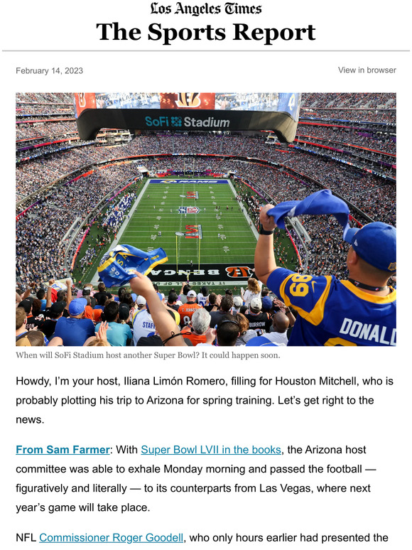 Los Angeles Times: The Sports Report: Will the Super Bowl return to L.A ...