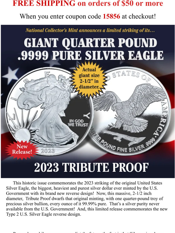 National Collector's Mint: Free Shipping! ★ 2023 Giant Quarter Pound ...