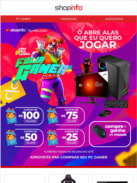 Shopinfo: Oferta imperdível em PC Gamer e Cadeira Gamer esta noite | Milled