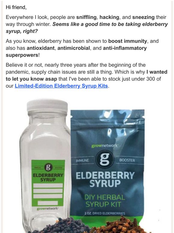 The Grow Network: [BACK IN STOCK!] Elderberry Syrup Kits | Milled