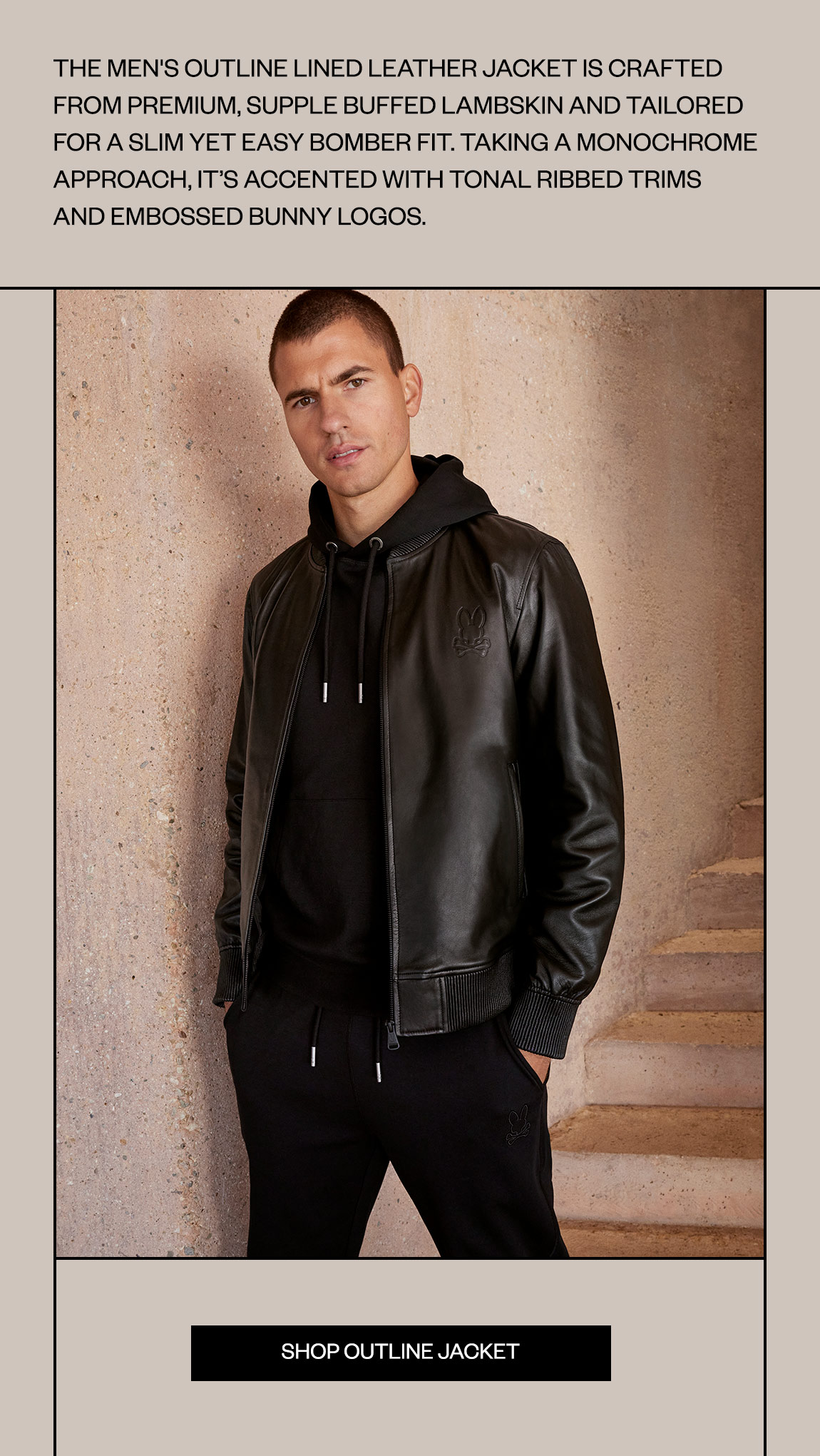 Psycho Bunny: The Iconic OUTLINE leather bomber jacket | Milled