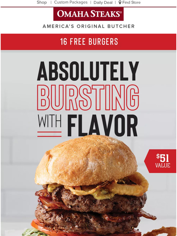 Omaha Steaks: 16 Omaha Steaks Burgers = rich, juicy, and oh so FREE ...