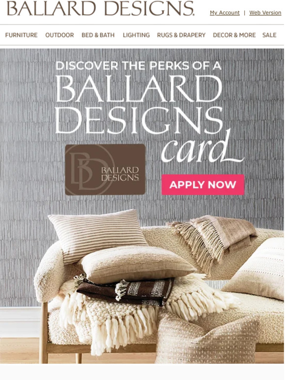 Ballard Designs: 2x the rewards with a Ballard Designs credit card | Milled