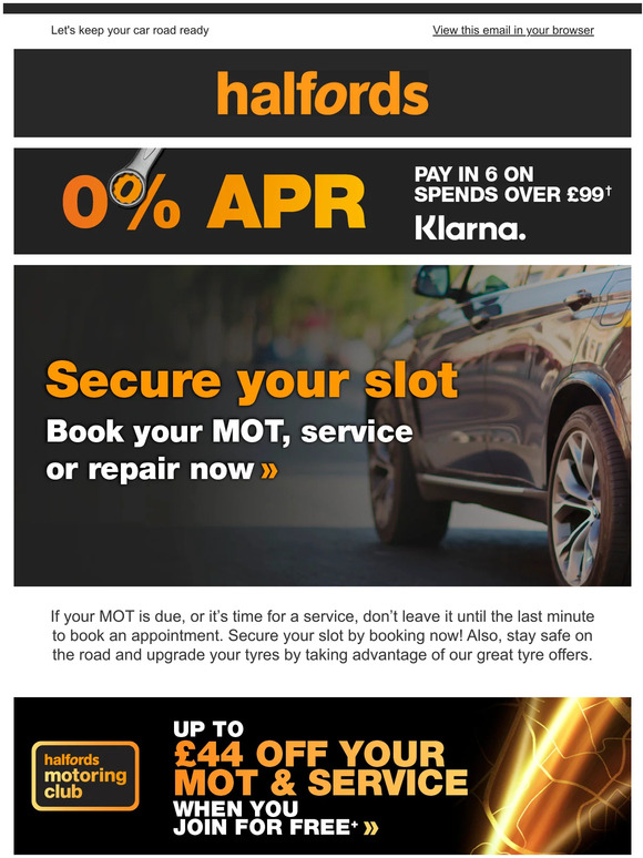 Halfords: MOT & service savings | Milled