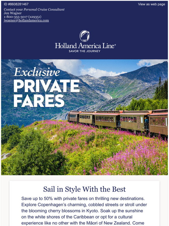 Holland America Line: Your Special 2023 Fare | Milled