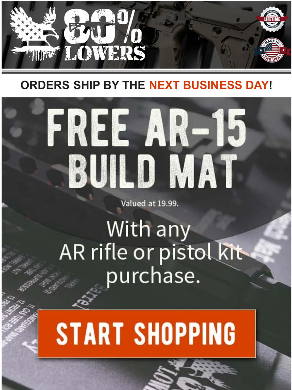 80% Lowers: 🔑 UNLOCKED! Get a FREE AR-15 Build Mat! | Milled