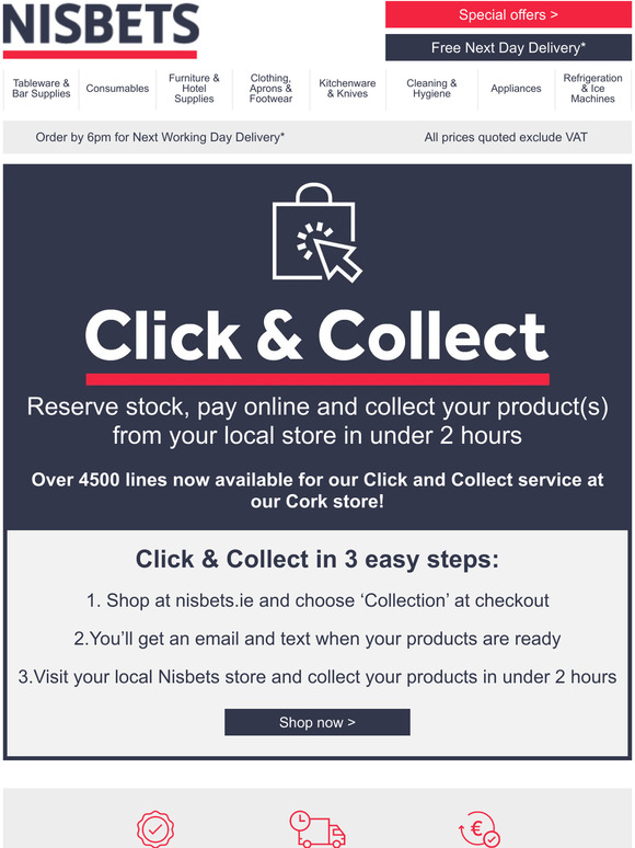 Nisbets: Click and Collect is now available at our Cork store | Milled