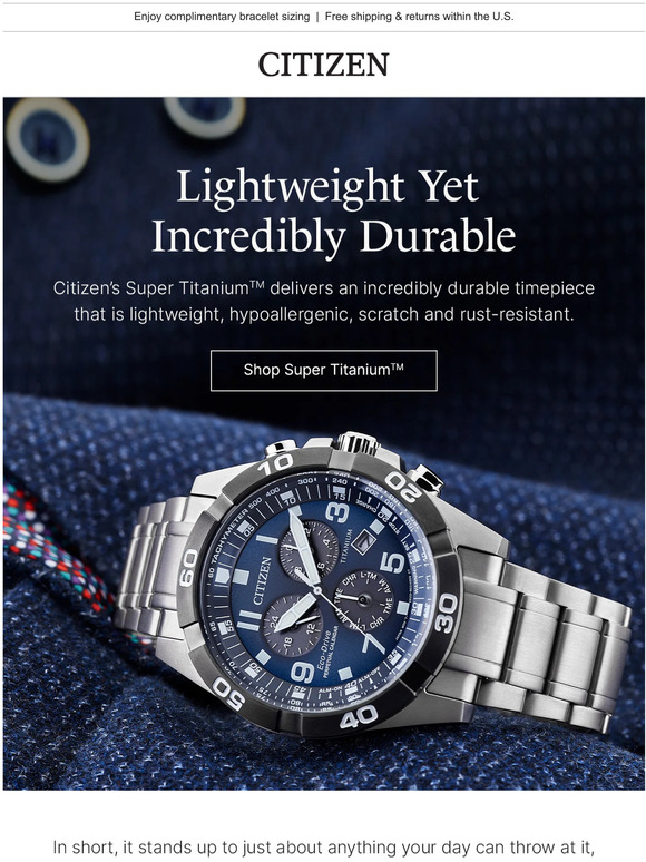 Citizen: Super Titanium™ is Super Strong + Lightweight | Milled
