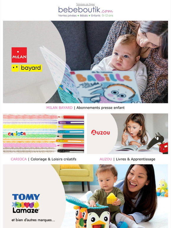 Bebeboutik: MILAN presse, CARIOCA coloriage, TOMY éveil, AUZOU livres ...