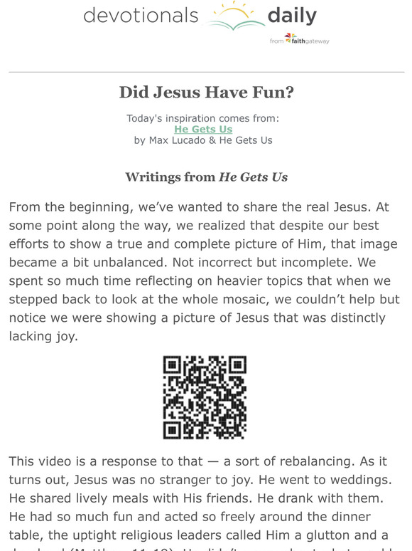 FaithGateway: did Jesus have fun? | Milled