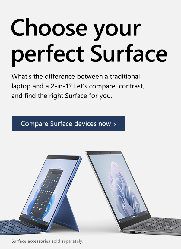 Microsoft: Compare. Contrast. Find your Surface. | Milled
