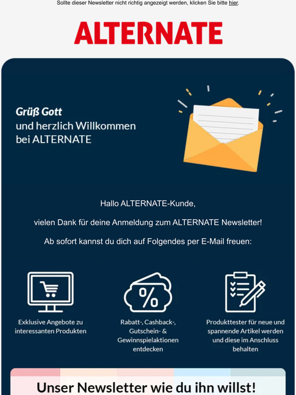 Alternate: Herzlich willkommen beim ALTERNATE Newsletter! | Milled