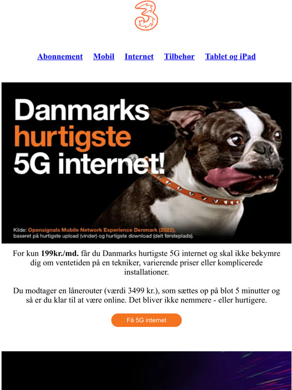 3.dk: Oplev Danmarks hurtigste 5G internet for kun 199.- ⚡️ | Milled