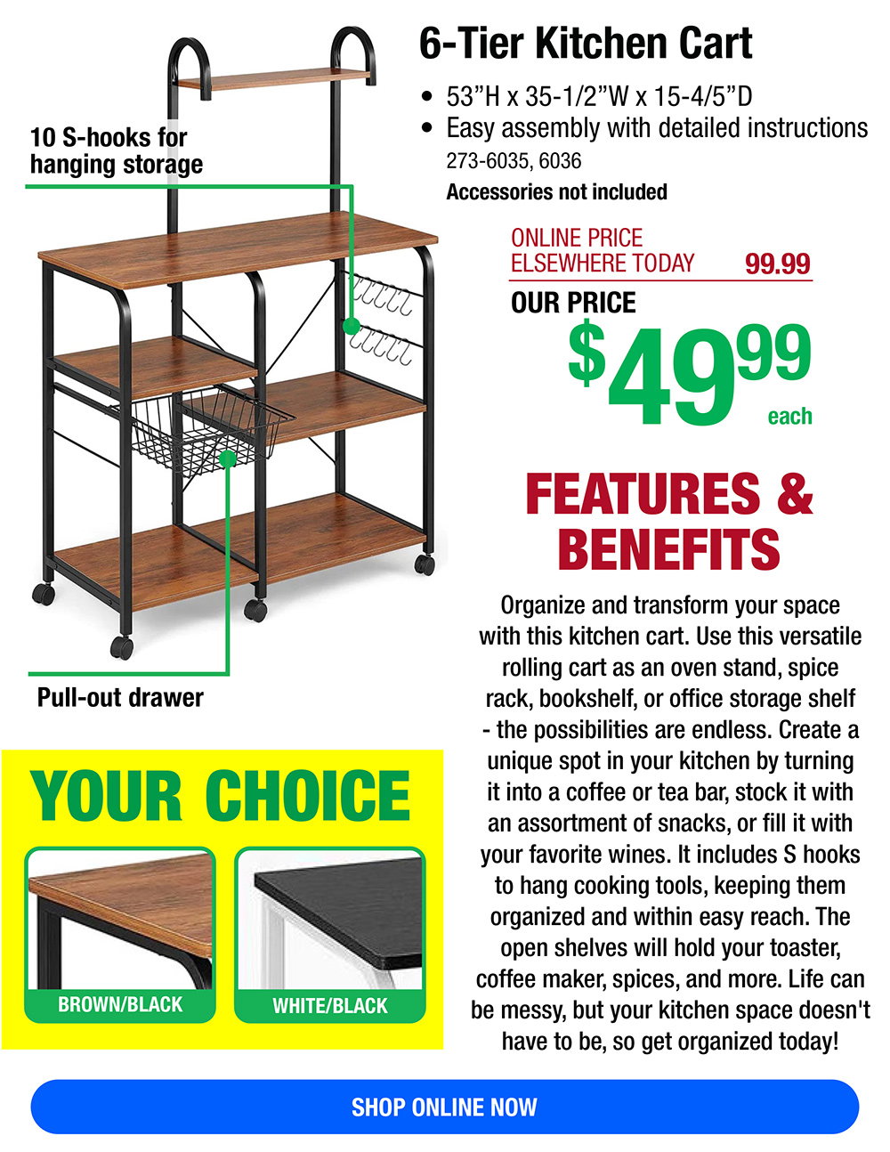 Menards: 6-Tier Kitchen Cart ONLY $49.99 | Milled