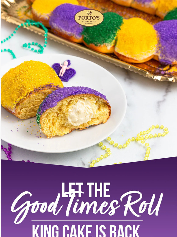 Porto's Bakery: Celebrate Mardi Gras with our King Cake! 👑💜 | Milled