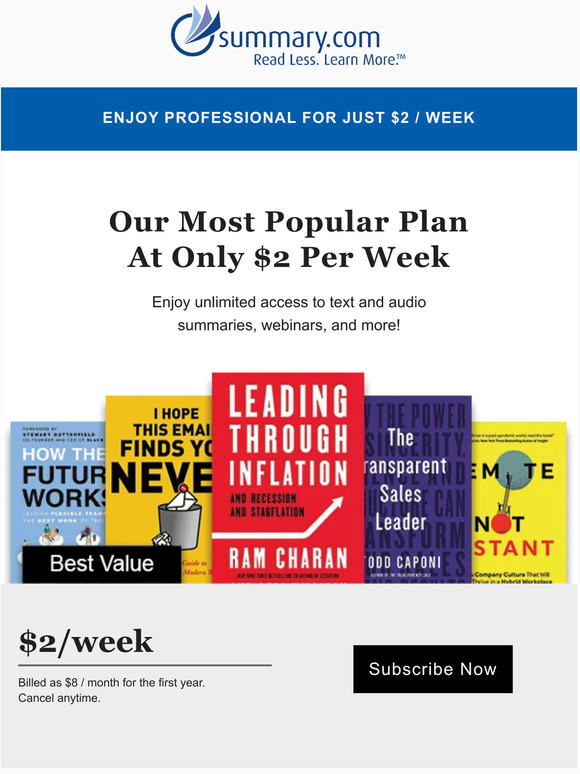 Soundview Executive Book Summaries_: Don't miss this: $2/week pricing ...