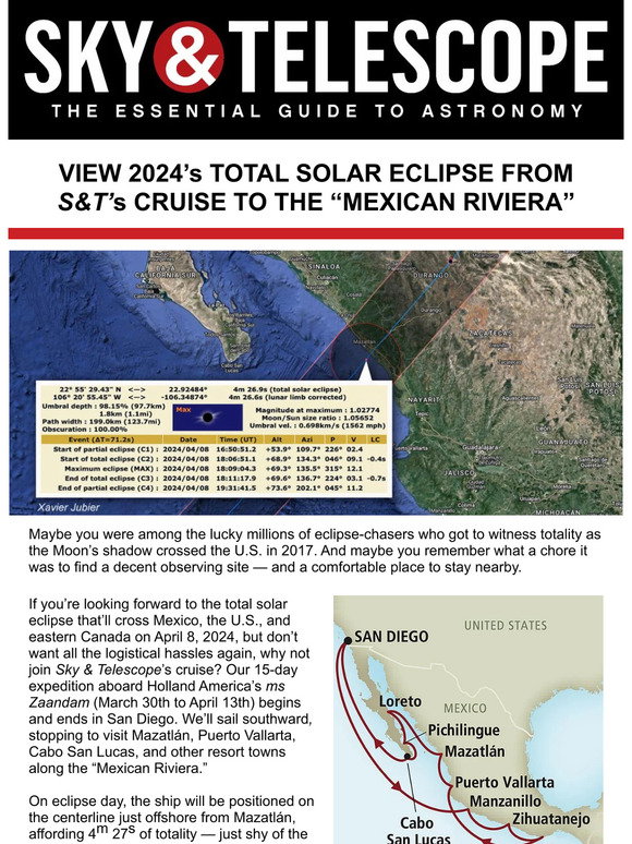 Sky & Telescope: View 2024’S Total Solar Eclipse from S&T’s Cruise to ...