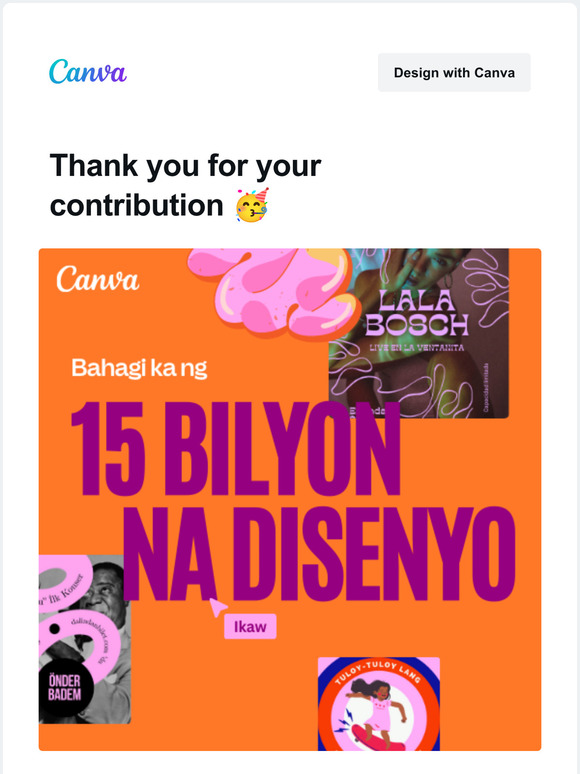 Canva: Thank you for your contribution to 15 Billion Designs 💫 | Milled