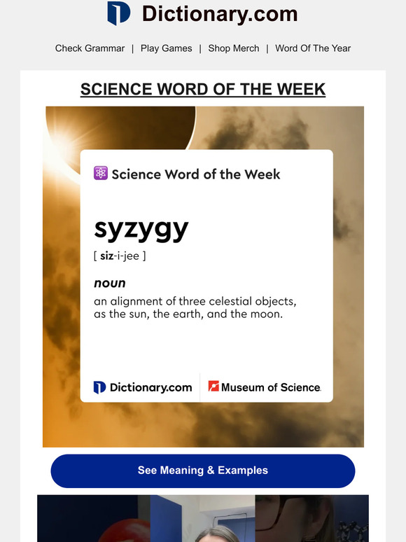 Dictionary.com: syzygy | Science Word Of The Week | Milled