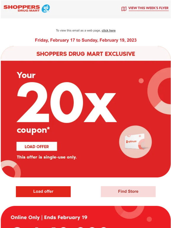 Shoppers Drug Mart: It’s here! Load your 20x coupon now... | Milled