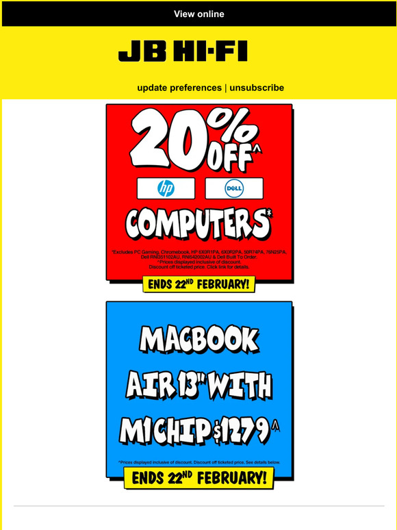 JB Hi-Fi: 20% off Dell & HP Computers + stacks more! | Milled