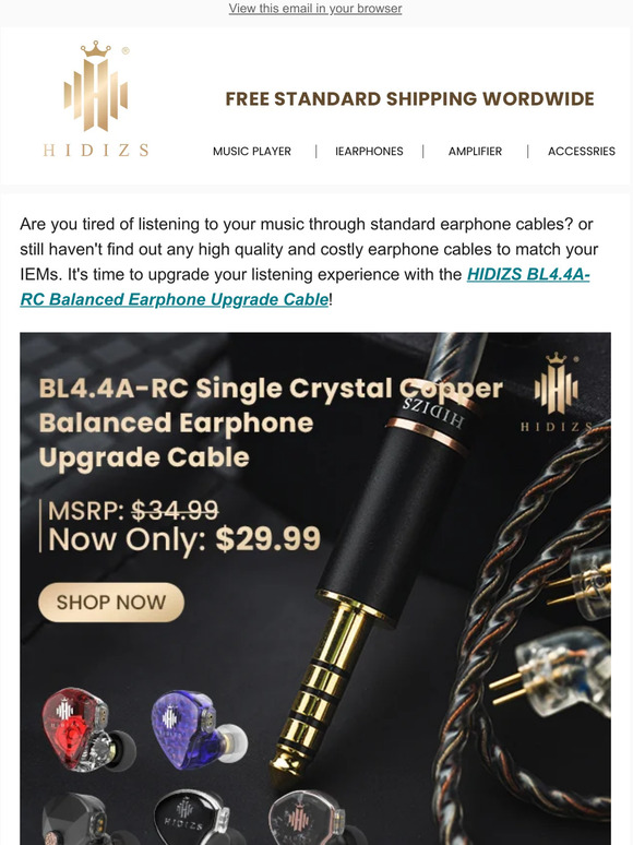 Hidizs: Upgrade your listening experience with HIDIZS BL4.4A-RC Balanced Cable - Limited time ...