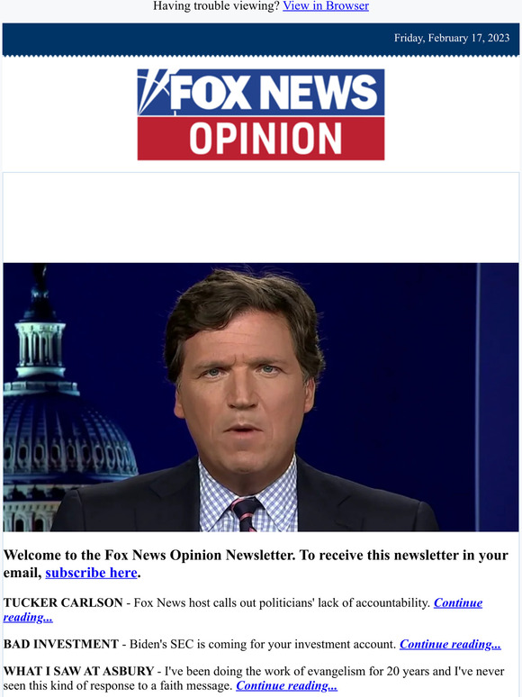 Fox News: What I saw at Asbury, Biden's $1 trillion handout, and more from Fox News Opinion | Milled
