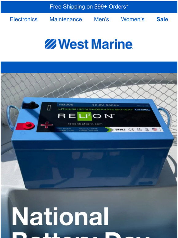 West Marine: 20% off select WM batteries for National Battery Day! | Milled